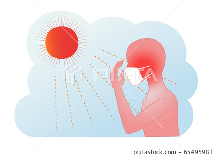 Summer mask and heatstroke silhouette figures - Stock Illustration ...