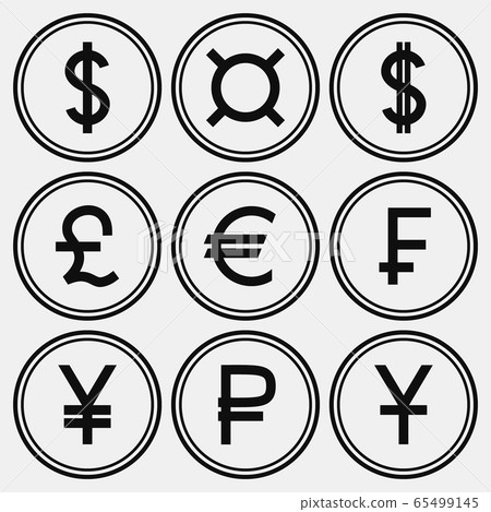 Set of monochrome coin-like icons - Stock Illustration [65499145] - PIXTA