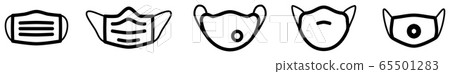 Face nose mouth virus mask icons set. Simple black - Stock Illustration ...