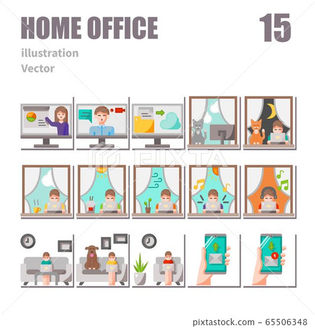 Home office icons set, color symbol, vector and-插圖素材 [65506348] - PIXTA圖庫