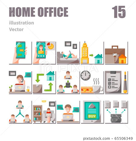 Home office icons set, color symbol, vector and - Stock Illustration ...
