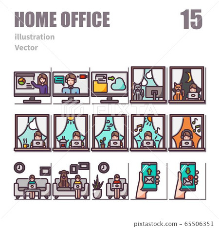 Home office icons set, color symbol, vector and - Stock Illustration ...