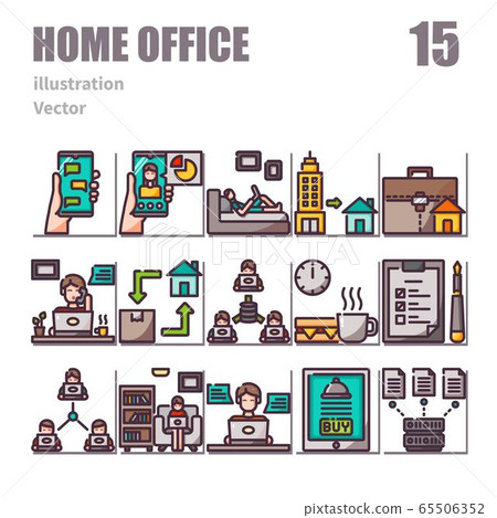 Home office icons set, outline symbol, vector and - Stock Illustration ...