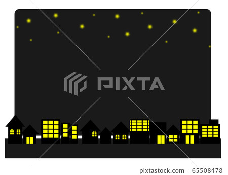 Night city background or frame with houses and... - Stock Illustration ...