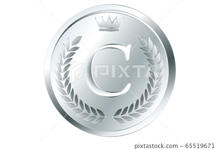 Laurel Wreath and Crown Alphabet Coin C - Stock Illustration [65519671 ...