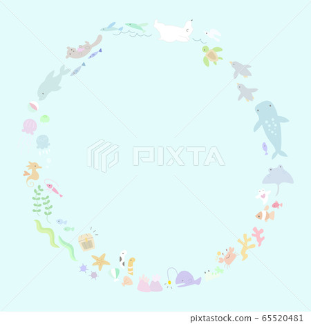 Round frame of sea creatures - Stock Illustration [65520481] - PIXTA