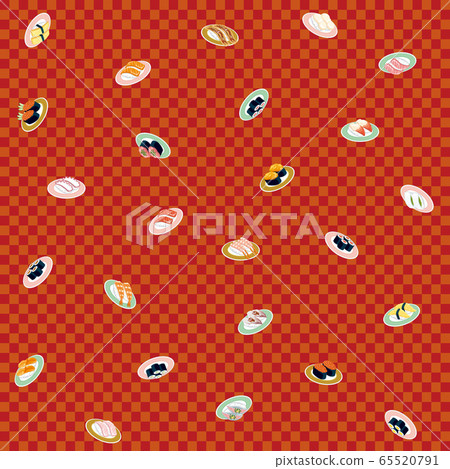 Sushi pattern (red background with plate) - Stock Illustration ...
