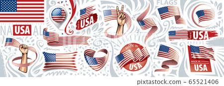 Vector set of the national flag of USA in... - Stock Illustration ...