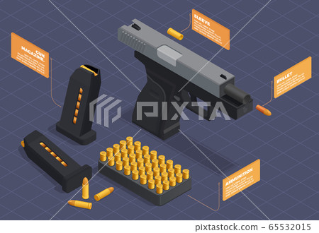Pistol Bullets Isometric Infographics - Stock Illustration [65532015 ...