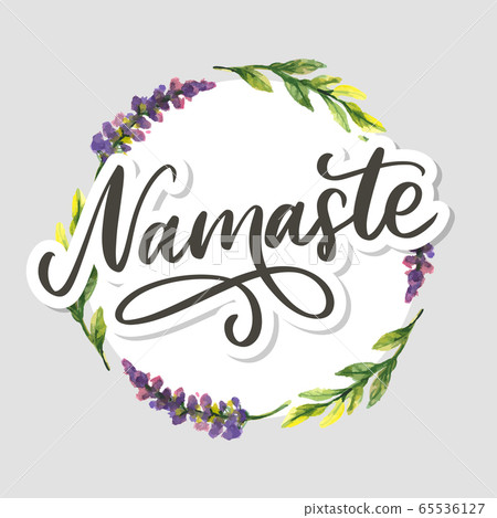 Hand drawn namaste card. Hello in hindi. Ink - Stock Illustration ...