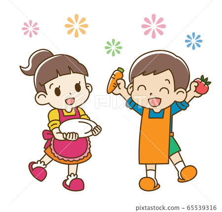 Cooking help kids - Stock Illustration [65539316] - PIXTA