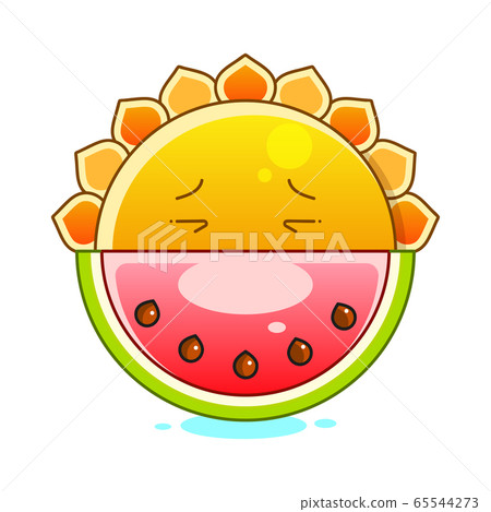 Happy Sun Eating Slice Of Watermelon Summer - Stock Illustration ...