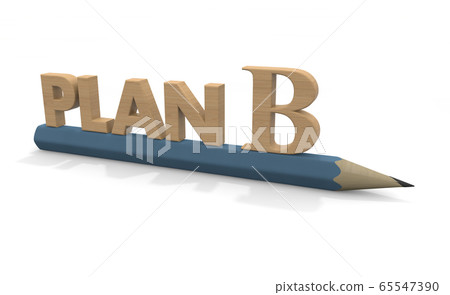 Blue pencil. PLAN B character. 3D illustration - Stock Illustration ...