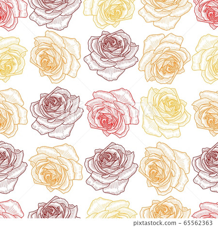 Abstract pattern of floral rows. Flowers and grass - Stock Illustration ...