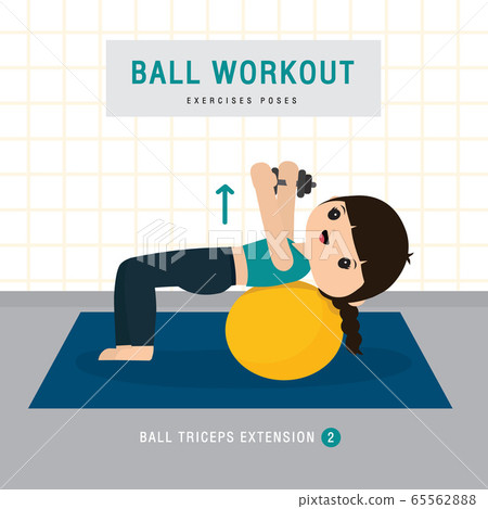Ball Workout. Woman doing Stability ball... - Stock Illustration ...