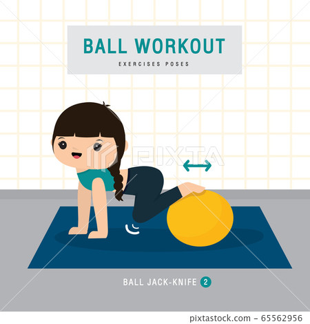 Ball Workout. Woman doing Stability ball... - Stock Illustration ...