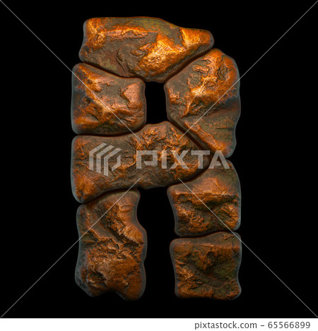 Rocky letter R. Font of stone on black... - Stock Illustration ...