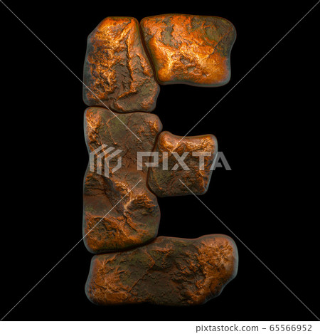 Rocky letter E. Font of stone on black... - Stock Illustration ...