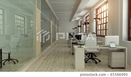 Front view of the office interior with large... - Stock Illustration ...