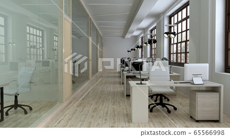 Front view of the office interior with large...-插圖素材 [65566998] - PIXTA圖庫