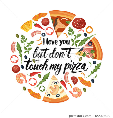 Lettering pizza vector illustration. - Stock Illustration [65569829 ...