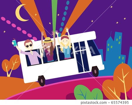 People Party Bus Design Illustration - Stock Illustration [65574395 ...