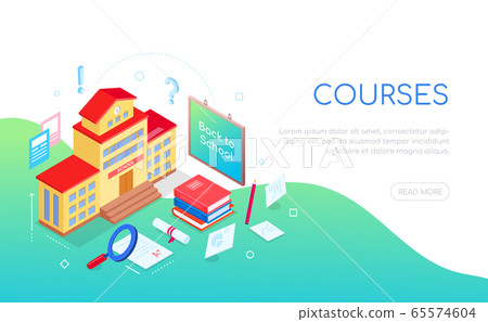 Education courses - modern colorful isometric... - Stock Illustration ...