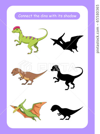 Worksheet connect the dinosaur with its shadow. - Stock Illustration ...