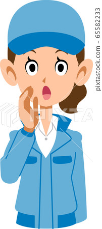 Woman in blue work wear calling - Stock Illustration [65582233] - PIXTA