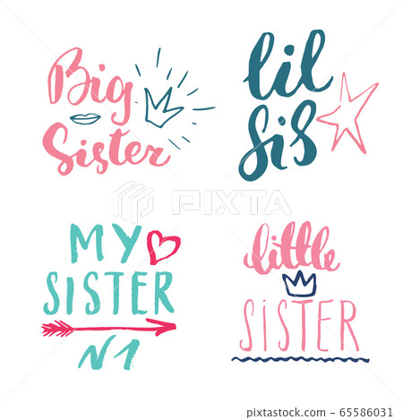 Sister calligraphic Lettering signs set, child... - Stock Illustration ...