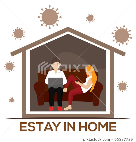 Stay in home poster - Stock Illustration [65587789] - PIXTA