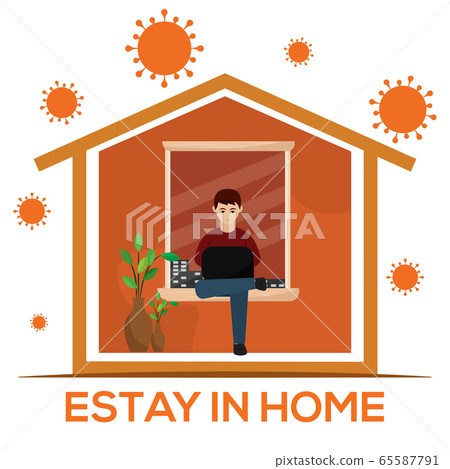 Stay in home poster - Stock Illustration [65587791] - PIXTA