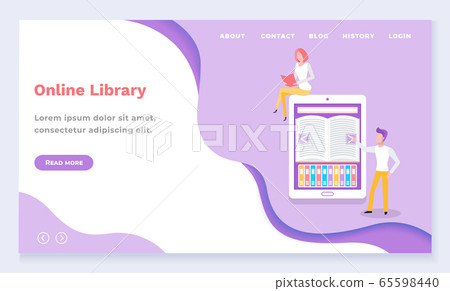 People Using Online Library for Learning Vector - Stock Illustration ...