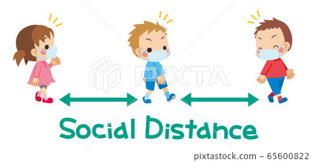 Cute children protecting social distance - Stock Illustration [65600822 ...