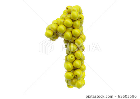 Number 1 from yellow apples, 3D rendering - Stock Illustration ...