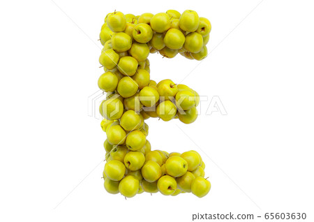 Letter E from yellow apples, 3D rendering - Stock Illustration ...