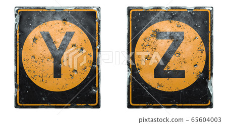 Set of public road sign orange and black color... - Stock Illustration ...