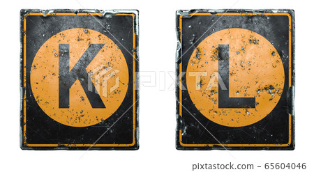 Set of public road sign orange and black color... - Stock Illustration ...