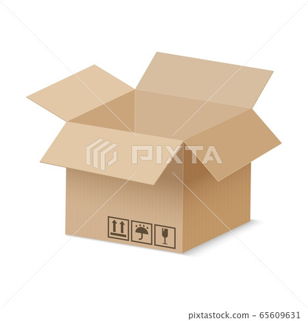 Open cardboard box. Brown vector carton... - Stock Illustration ...