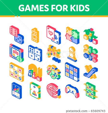 Interactive Kids Games Vector Isometric Icons Set - Stock Illustration ...