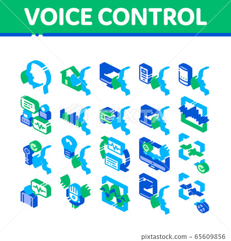 Voice Control Isometric Elements Icons Set Vector - Stock Illustration ...