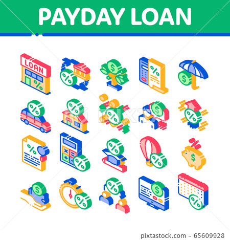 Payday Loan Isometric Elements Icons Set Vector - Stock Illustration ...
