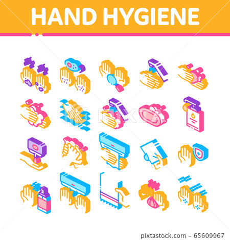 Hand Healthy Hygiene Isometric Icons Set Vector - Stock Illustration ...