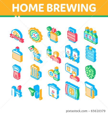 Home Brewing Beer Isometric Icons Set Vector - Stock Illustration ...