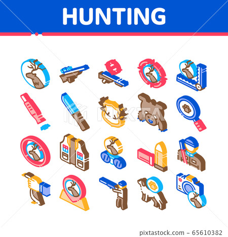 Hunting Equipment Isometric Icons Set Vector - Stock Illustration ...