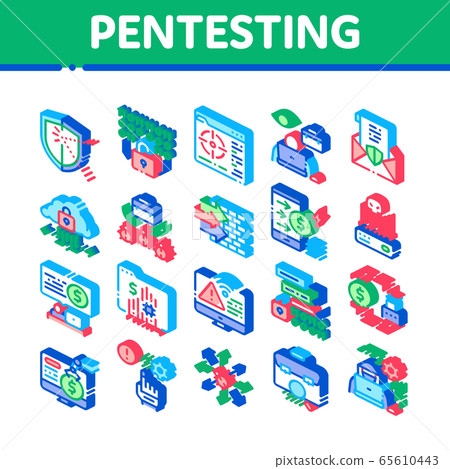 Pentesting Software Isometric Icons Set Vector - Stock Illustration ...