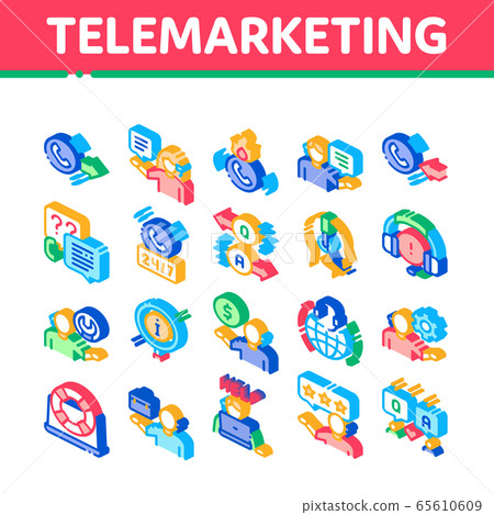 Telemarketing Sale Isometric Icons Set Vector - Stock Illustration ...