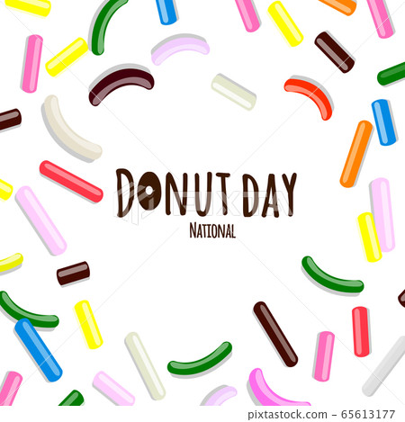 National Donut day text in cartoon style with - Stock Illustration ...