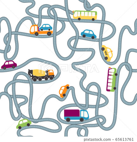 Seamless flat cartoon road - Stock Illustration [65613761] - PIXTA