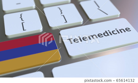 Telemedicine text and flag of Armenia on the... - Stock Illustration ...